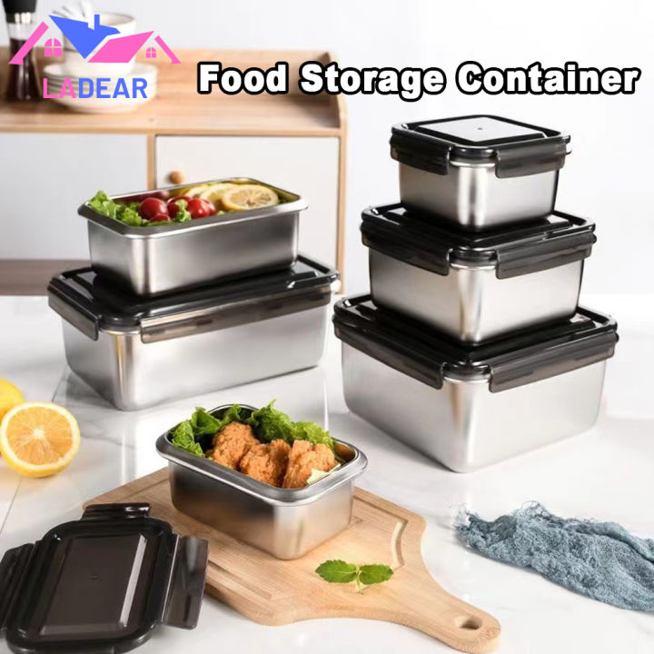 {SG} Stainless Steel Crisper Food Storage Container with Lids Metal ...