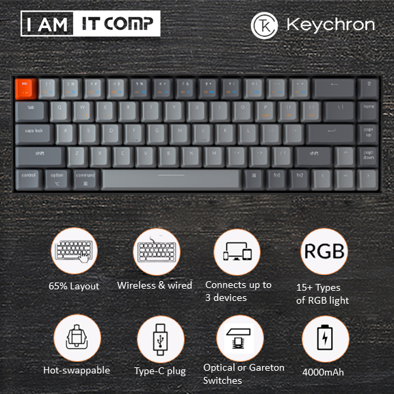 Keychron K6 Wireless RGB Aluminum Hot-Swappable Gateron Mechanical ...