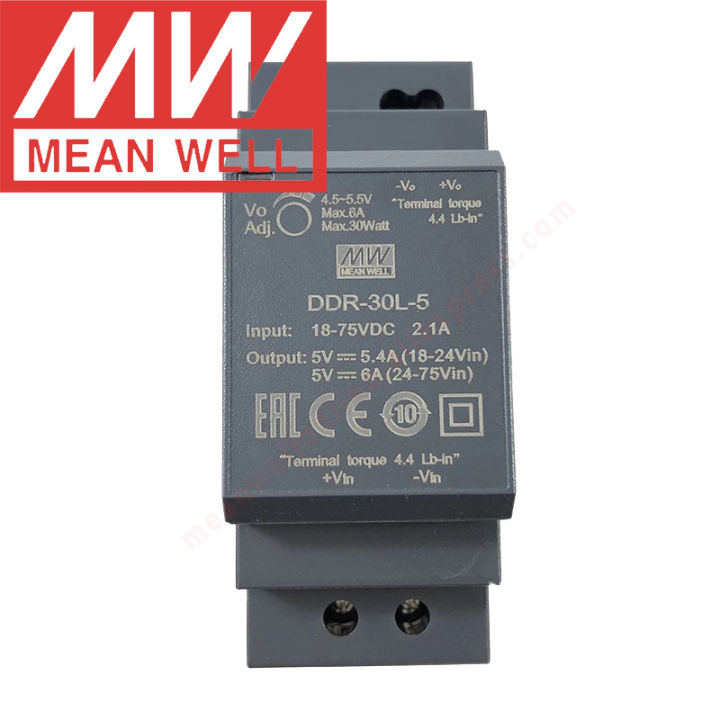 Original Mean Well DDR-30L-5 Din Rail Type DC-DC 5V 6A 30W DC to DC ...