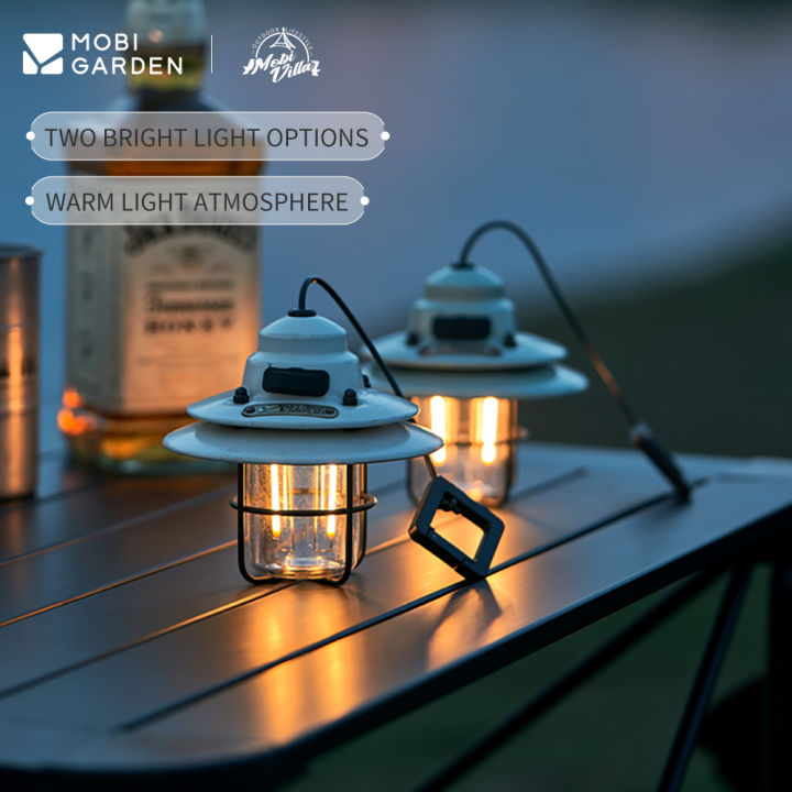 MOBI GARDEN Camping Hanging Retro Lantern Lamp LED Tent Light Lighting ...
