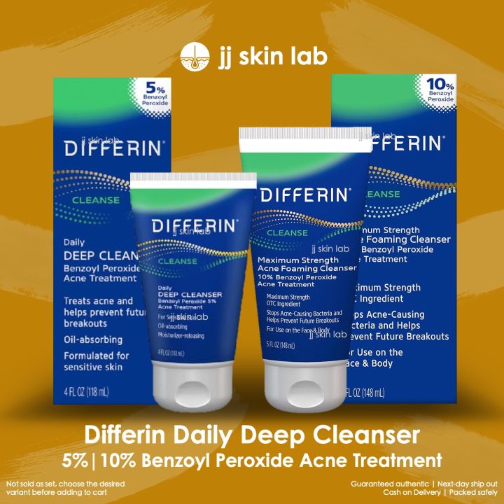 Differin Daily Deep Cleanser 5% | 10% Benzoyl Peroxide Acne Treatment ...
