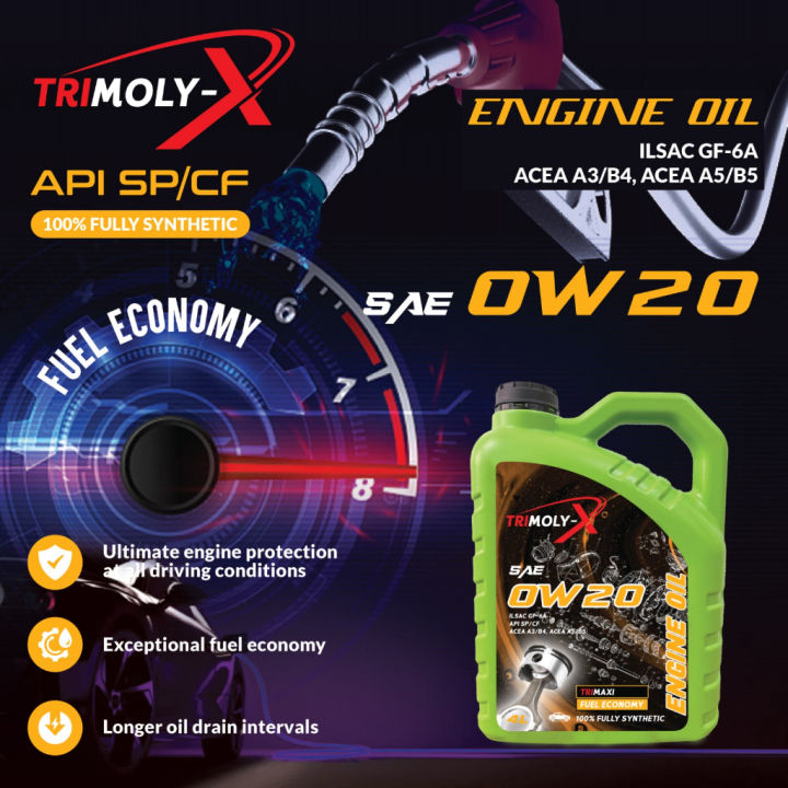 TRIMOLY-X TRIMOLYX 0W20 FULLY SYNTHETIC ENGINE OIL SPCF 4L Car ...