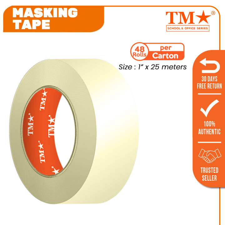 TM 48 rolls Masking Tape 1 Inch x 25 meters (MT-125) | Lazada PH