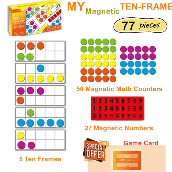 Moulty Magnetic Ten Frames Set Math Manipulative for Elementary Classroom & Kindergarten ...