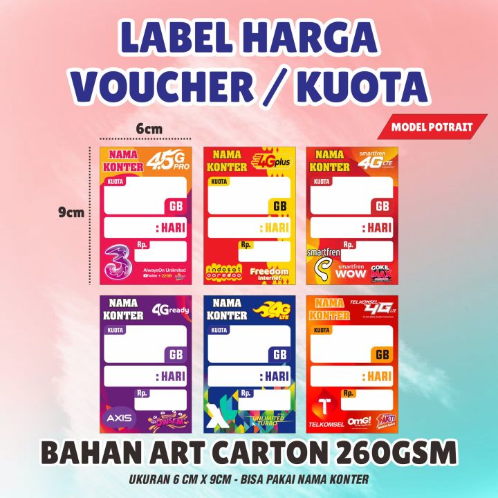 Label Harga Voucher Konter / Display Harga Etalase Konter (DAPAT 25PCS ...