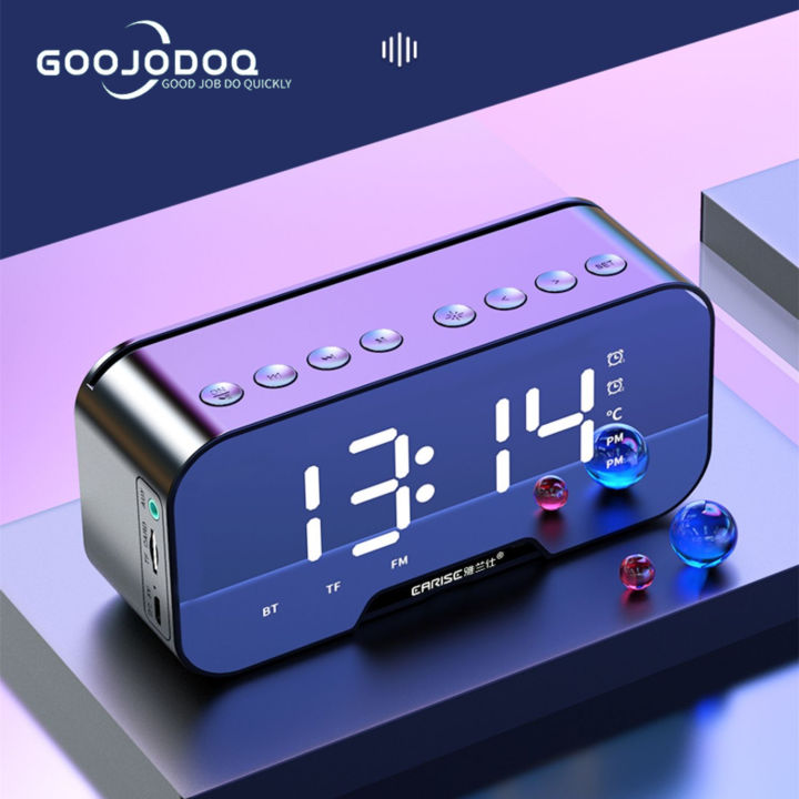 GOOJODOQ Bluetooth Speaker With Clock Mirror Clock LED Digital Clock ...