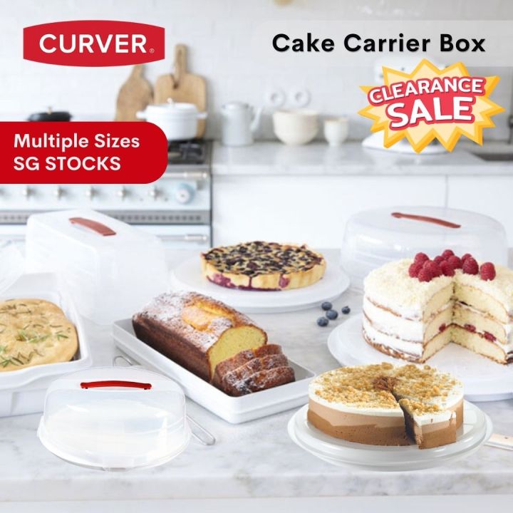CURVER Round Cake Box Carrier Log cake Rectangle Long Cake Box Party ...