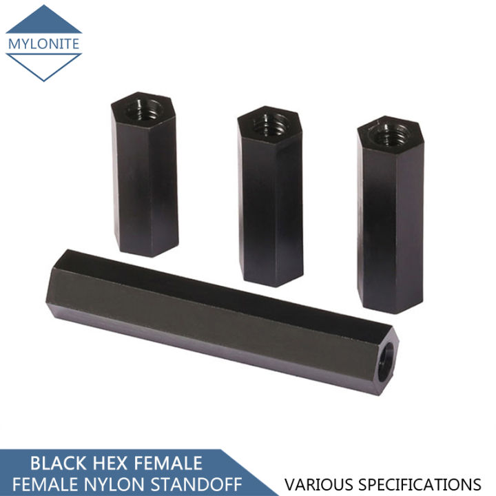 Plastic M3 M4 Black Hex Nylon Standoff Spacer Column Screw Flat Head ...