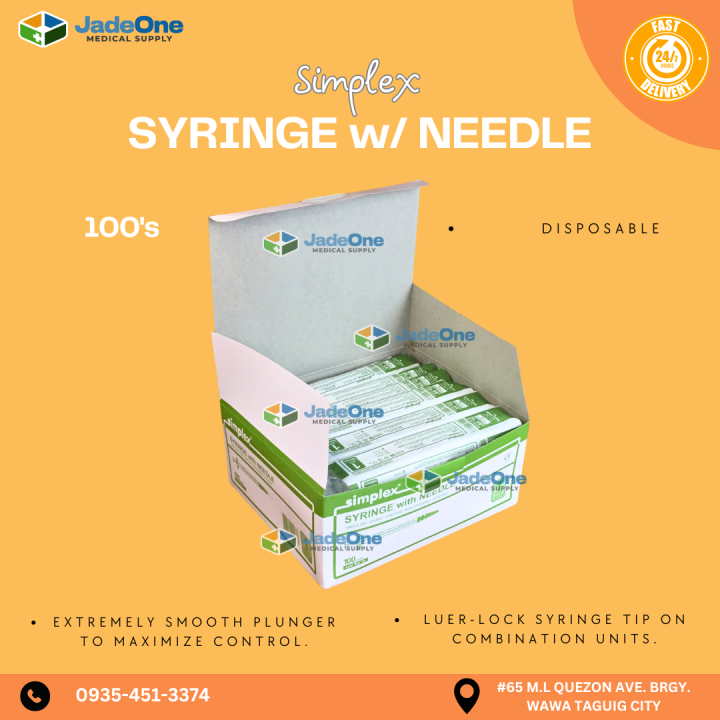 SIMPLEX Syringe with Needle 1 cc/mL (25Gx5/8") (100 units) | Lazada PH