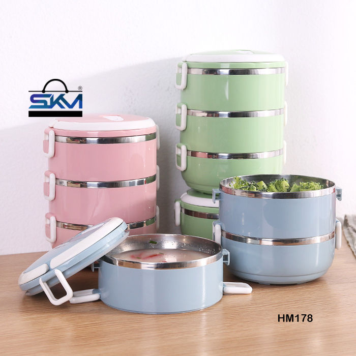 SKM Multilayer Thermal Stackable Lunch Box Conners 3 Tier Food Conner ...