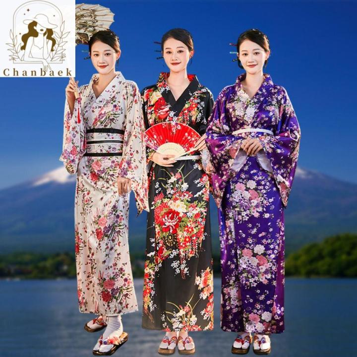 CHANBAEK Printed Floral Traditional Japanese Kimono Japanese Style ...