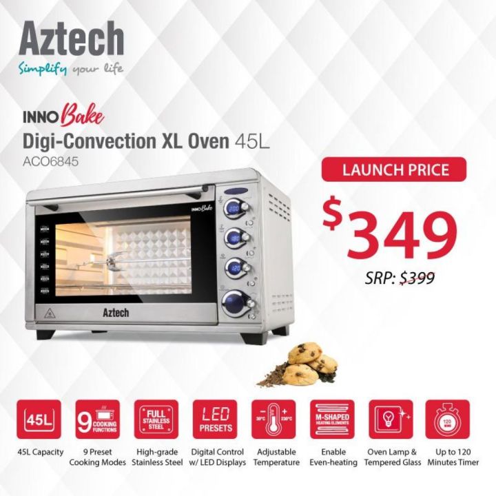 Aztech KYLA 45L Silvertone InnoBake Digi-Convection XL Oven ACO6845 ...
