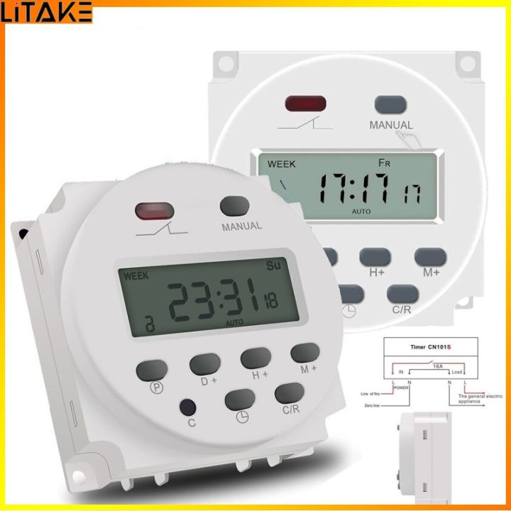Litake Dc 12v Lcd Digital Timer Programmable Time Week Date Display Energy-saving Timer With ...