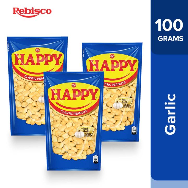 Happy Peanuts Garlic Flavor 100G x 3 Pcs | Lazada PH