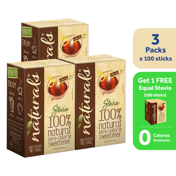 [B3G1] Buy 3 Boxes of Naturals Stevia 100 sticks, 100% Natural, Zero ...