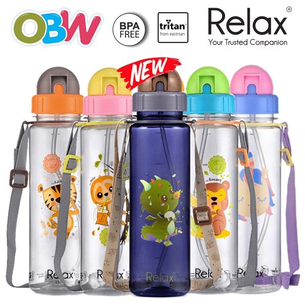 Relax 550ml Tritan Kids Water Bottle | 儿童水瓶 | Botol Air Kanak-kanak | D7655 Straw Bottle | Lazada