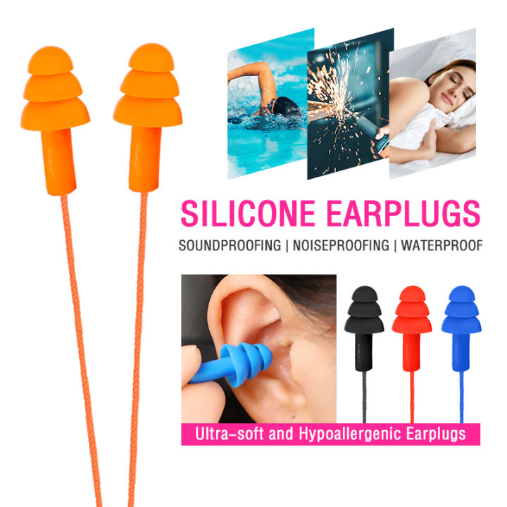 [Ready Stock] Soft Silicone Corded Ear Plugs Reusable Hearing ...