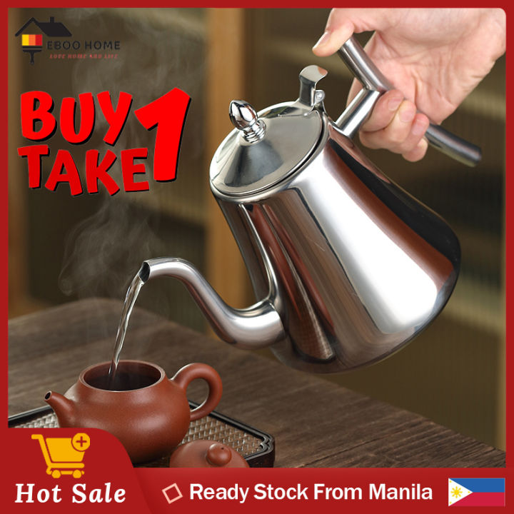 【Buy1 take1】Thickened Stainless Steel Teapot 1.2L Coffee Kettle Large Capacity Water Kettle ...