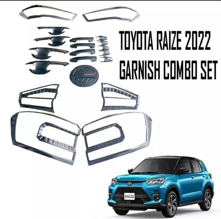 Toyota Raize 2022-2024 Garnish Combo set Cover Matte Black with Raize ...
