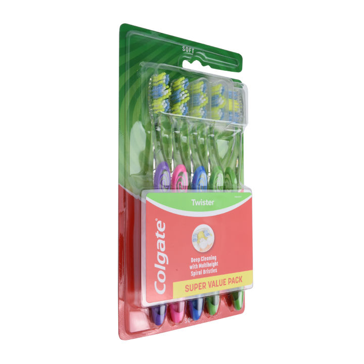 COLGATE Twister Toothbrush 3+2s Super Value Pack | Lazada PH