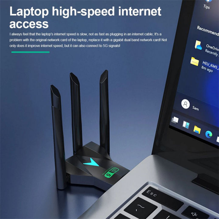 【New】 1300Mbps USB WiFi Adapter Dual Band 2.4G 5GHz Wireless Network ...