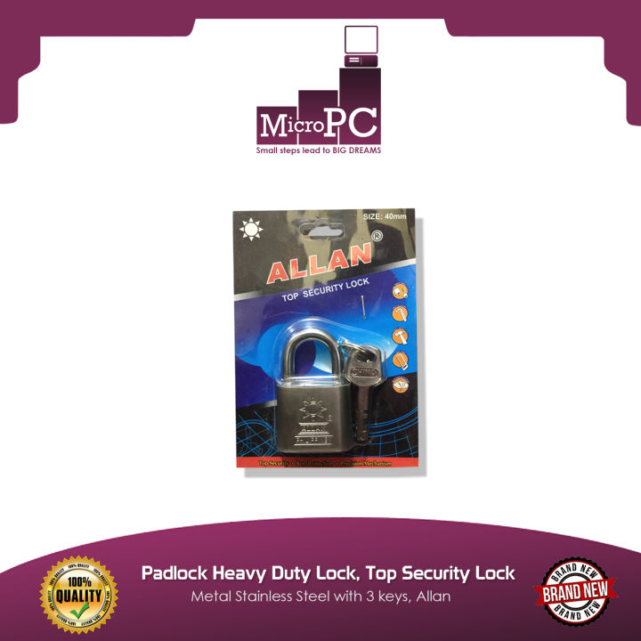 Padlock Heavy Duty Lock, Top Security Lock, Metal Stainless Steel with ...