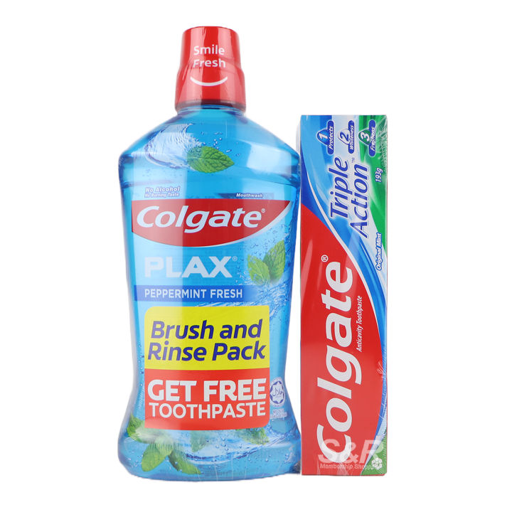 Colgate Plax Peppermint 1L + Triple Action Toothpaste 193g | Lazada PH