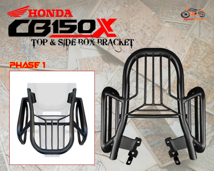 HONDA CB150x - POWDER COATED TOP BOX BRACKET w/ SIDE PANNIER BRACKET ...