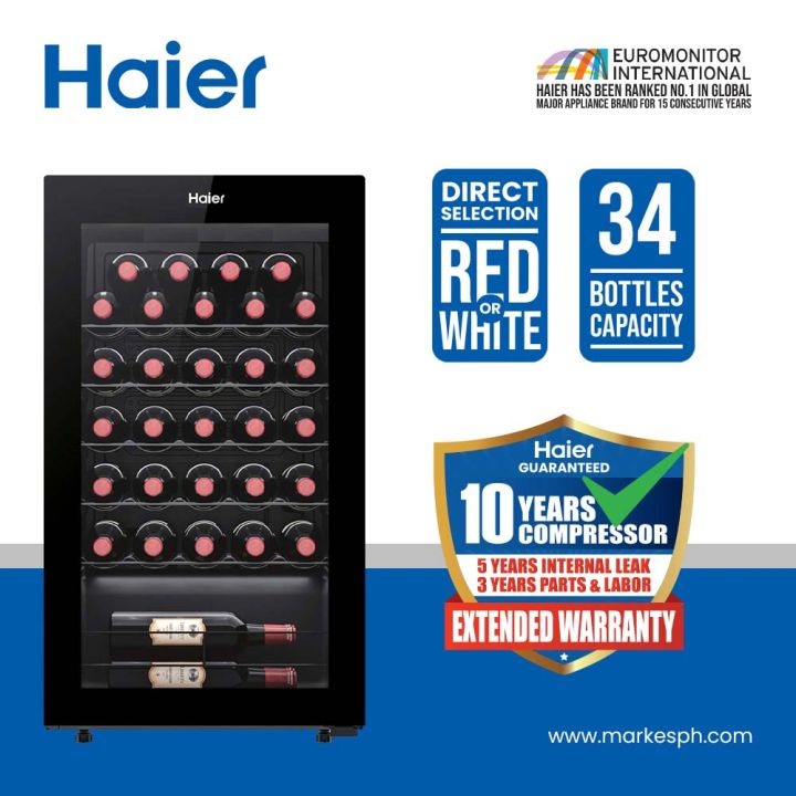 Haier Wine Cooler 34 Bottles Capacity - Single Zone (JC-92) | Lazada PH