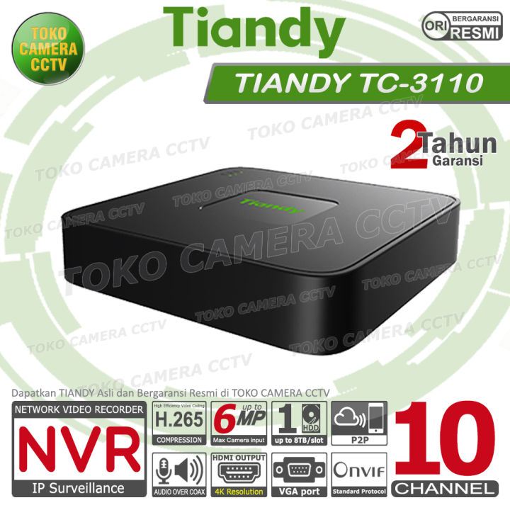 NVR TIANDY 10 CHANNEL TC-R3110 NVR CCTV 4K 10CH TIANDY 6MP NON POE | Lazada Indonesia