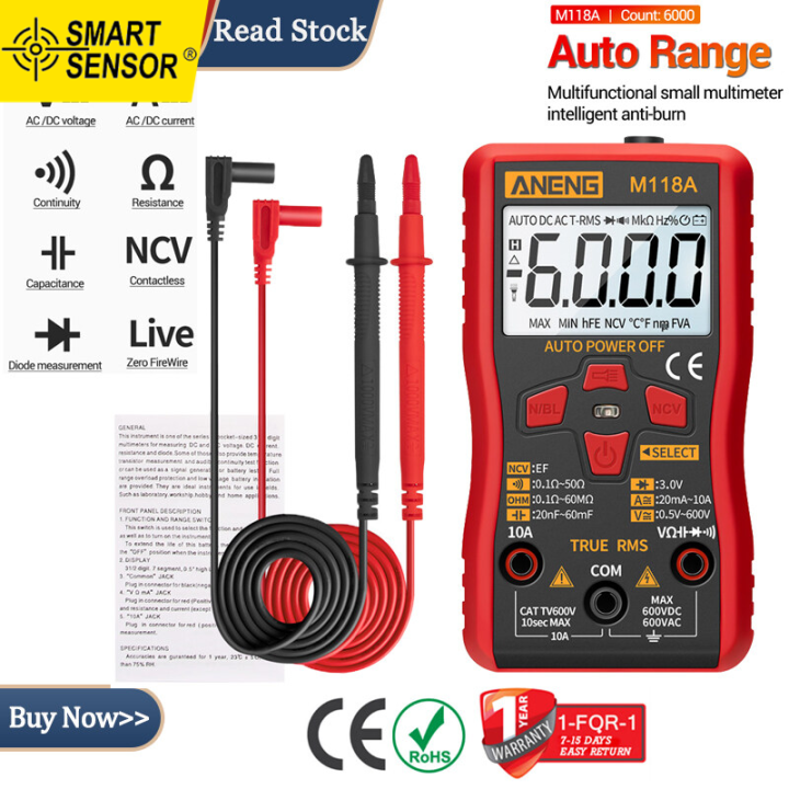 Smart Sensor M118A Auto Ranging Digital Multimeter High-Accuracy TRMS ...