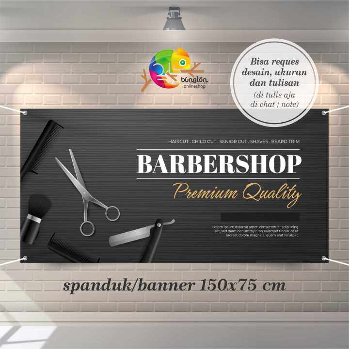 Spanduk Banner Pangkas Rambut Barbershop Simple Custom Tulisan Model ...