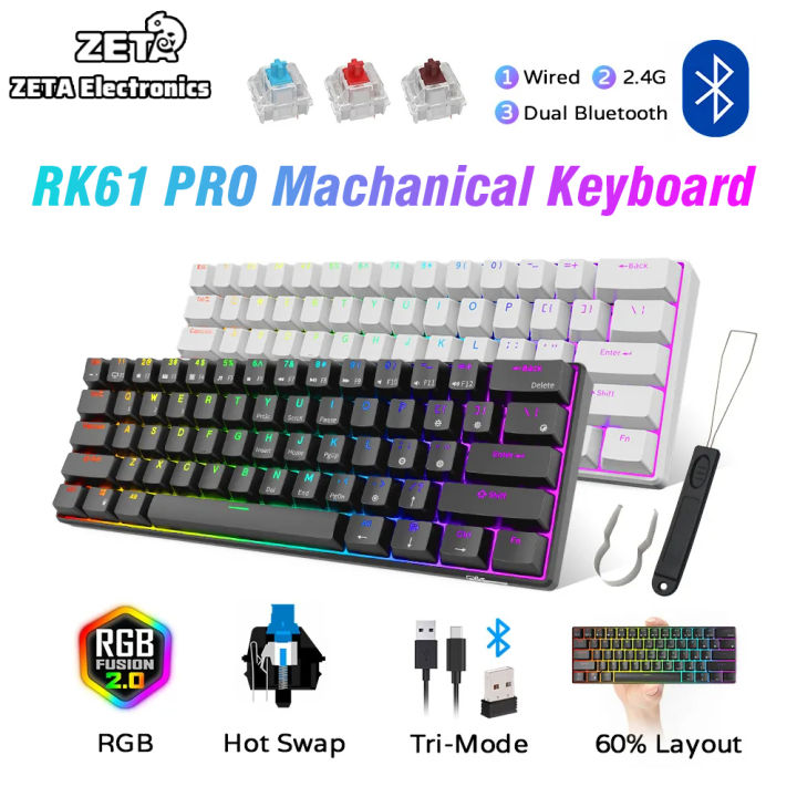 ZETA RK61 PRO Bluetooth Mechanical Keyboard Wireless 60% Hot Swappable ... ZETA RK61 PRO Bluetooth Mechanical Keyboard Wireless 60% Hot Swappable ...