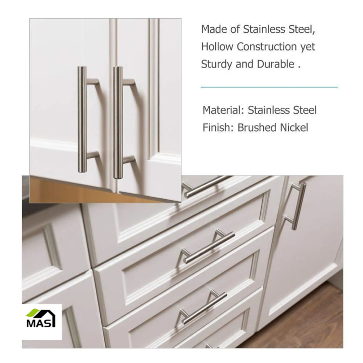 MAS GOODS Stainless Steel Furniture Door Handle Hollow Tube T-bar with ...