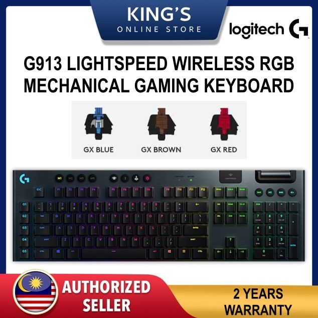 LOGITECH G913 LIGHTSPEED LIGHTSYNC RGB WIRELESS MECHANICAL GAMING ...