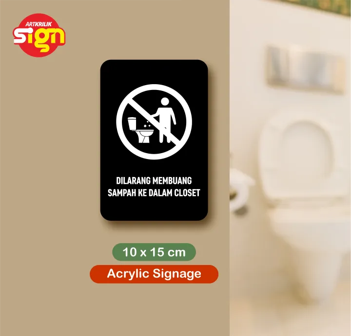 Acrylic Signage || Sign Larangan Toilet - 10 x 15 | Lazada Indonesia