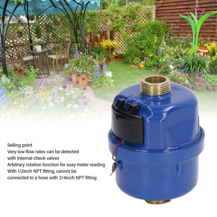 Water Flow Meter Corrosion Resistant 1/2inch Fitting Positive ...