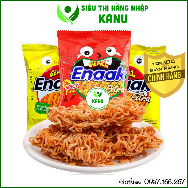 [Thùng 24 gói] Snack mì Enaak Extra Indonesia cho bé, mì tôm ăn sống ...