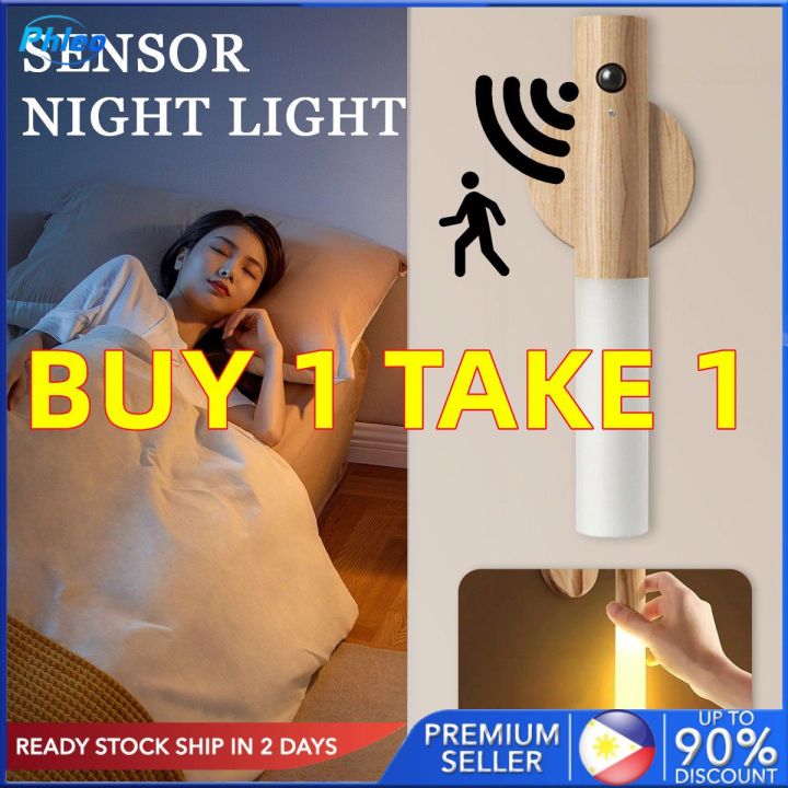 [Buy 1 Take 1] LED Wireless Sensor Night Light LED Wooden Cabinet Light ...