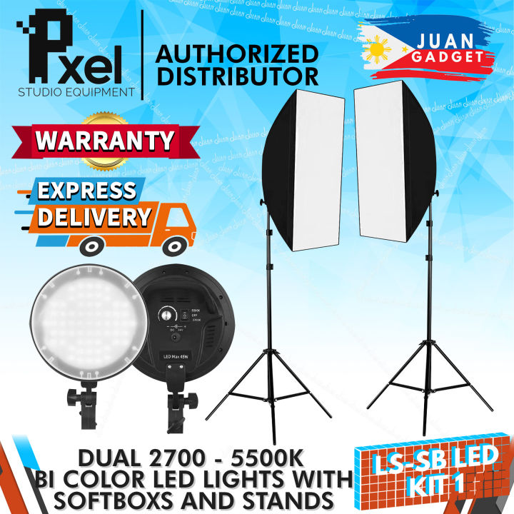 Pxel LS-SB Studio Lighting Kit 1 Bi-Color Dimmable LED Dual Light Set ...