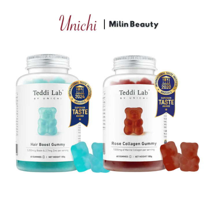 (Bundle Deal) Unichi Teddi Bear Lab Hair Boost Gummy / Rose Collagen ...