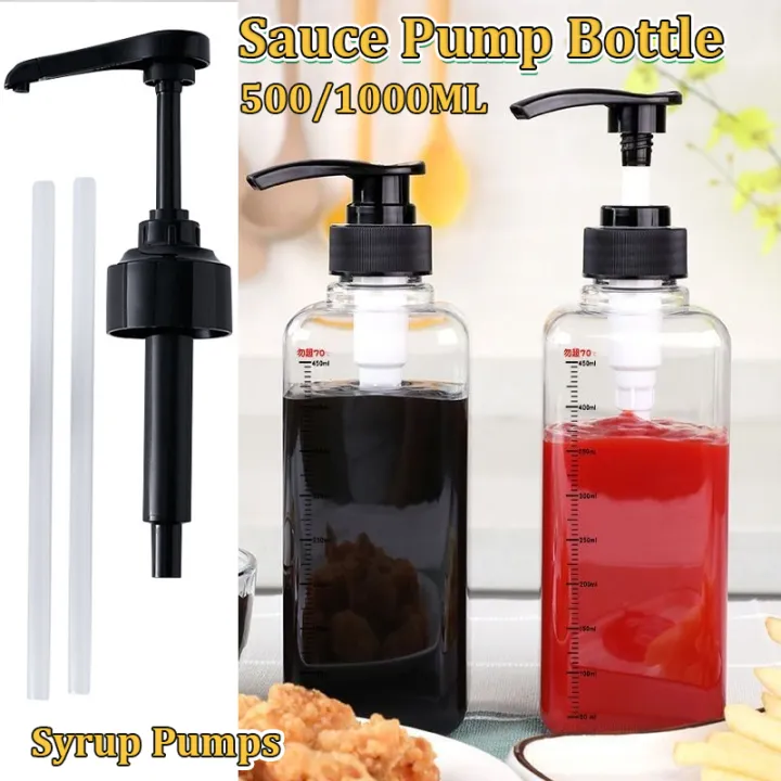 Sauce Pump Bottle with Scale Sauce Pump Dispenser for Milk Tea Pressure ...