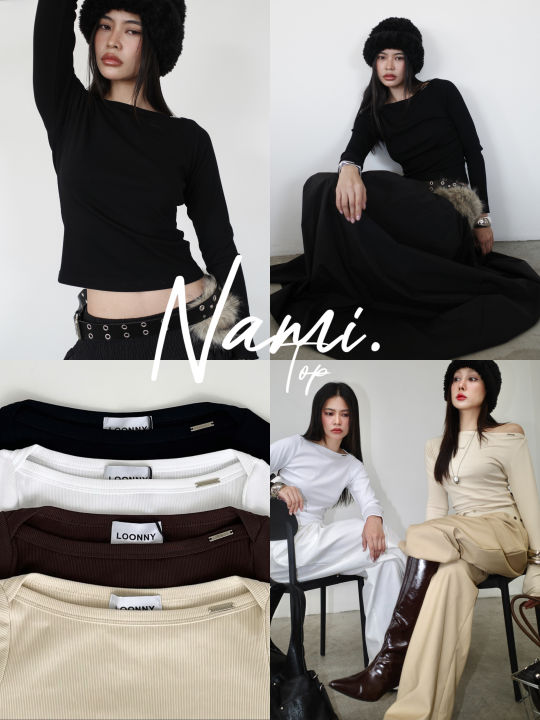 LOONNYSTORE - Nami Square Top - เสื้อแขนยาว คอกว้าง | Lazada.co.th