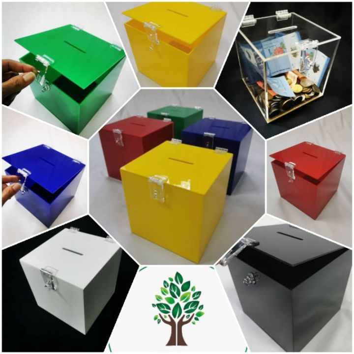 Color Donation Box / Money Box. Made from Grade A Material | Lazada