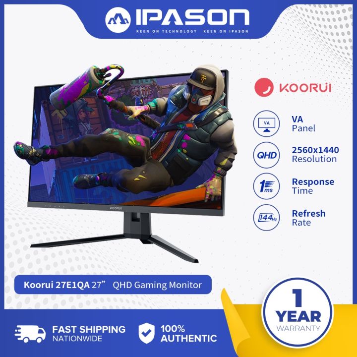KOORUI 27E1QA 27Inch QHD Gaming Monitor 144 Hz, VA, 1ms, DCI-P3 90% ...
