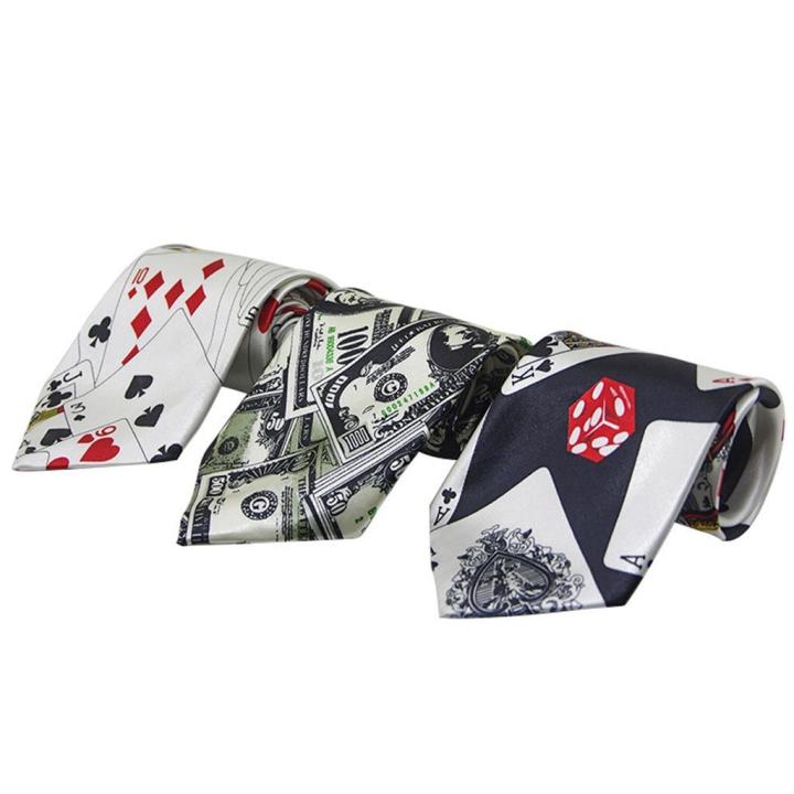 Stylish Wizard Tie with Poker Dices Pattern Men's Novelty Necktie ...