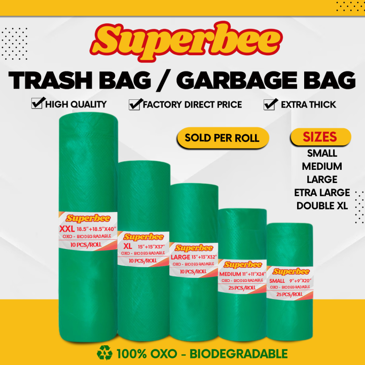 Green Trash Bag / Garbage Bag Biodegradable Small / Medium / Large / XL ...