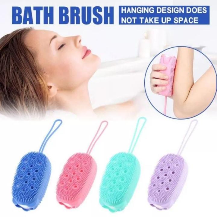Silicone Scrubber Bath Shower Sponge Body Brush Exfoliating Back Wash ...