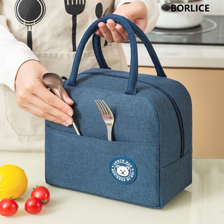 Portable Lunch Bag Waterproof Insulated Canvas Cooler Bag Thermal Food ...