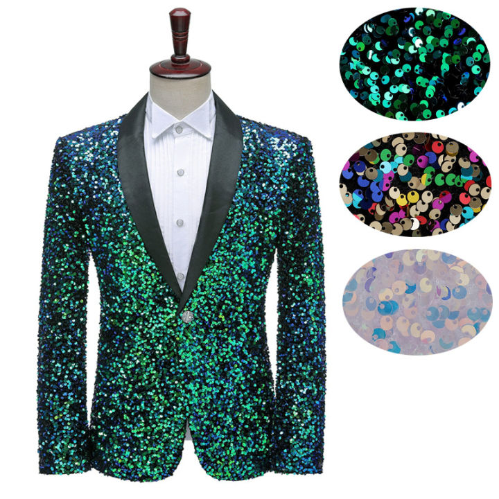 GUKENRO Suit For Men 2023 Sequins color changing flash bar nightclub stage host singer Formal ...